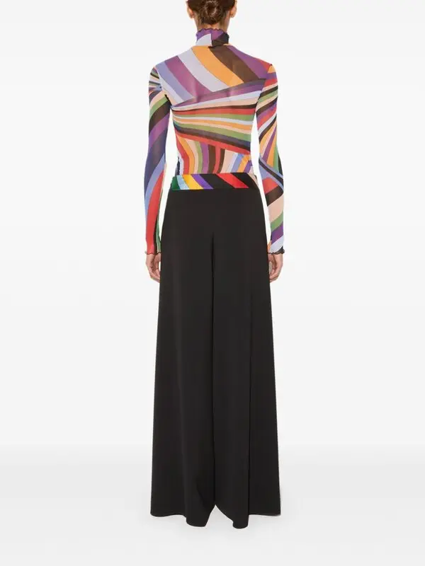 Emilio Pucci Iride-print Trim Palazzo Trousers - Black