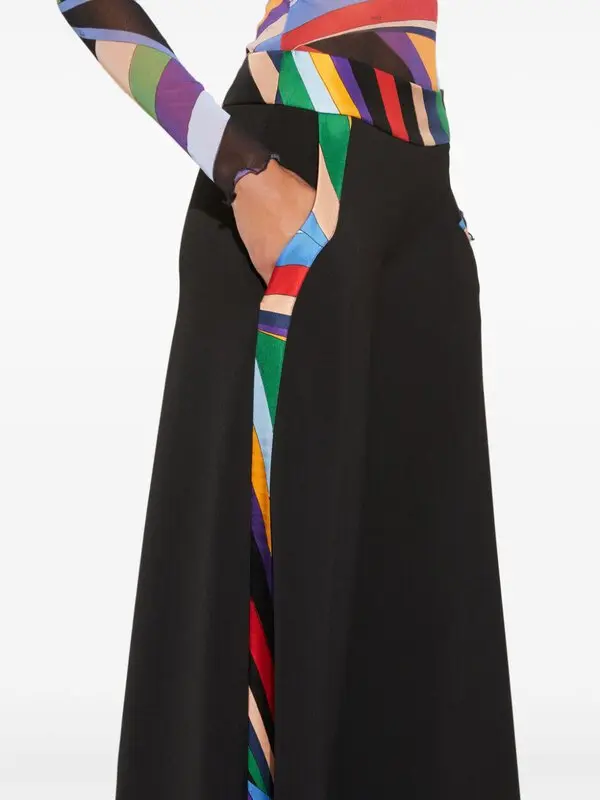 Emilio Pucci Iride-print Trim Palazzo Trousers - Black