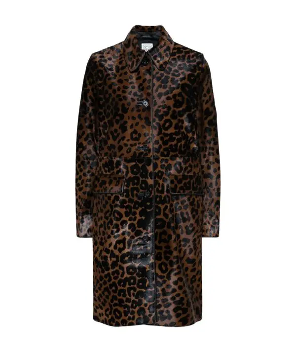 TOTEME Leopard-print Calf Leather Coat - Brown