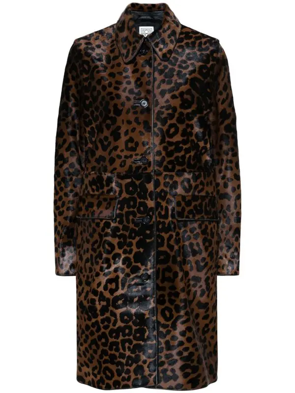 TotêMe Leopard-Print Calf Leather Coat Brown Editorialist