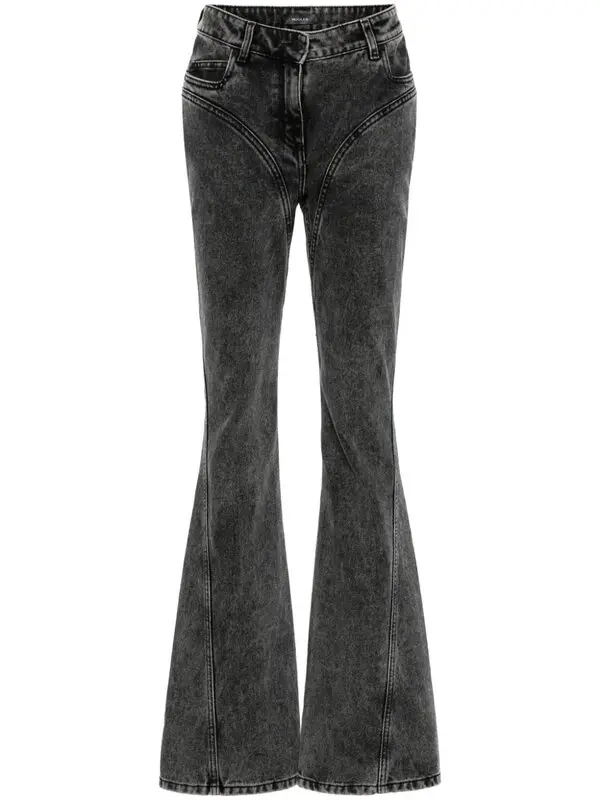 MUGLER Washed Flared Jeans - Black
