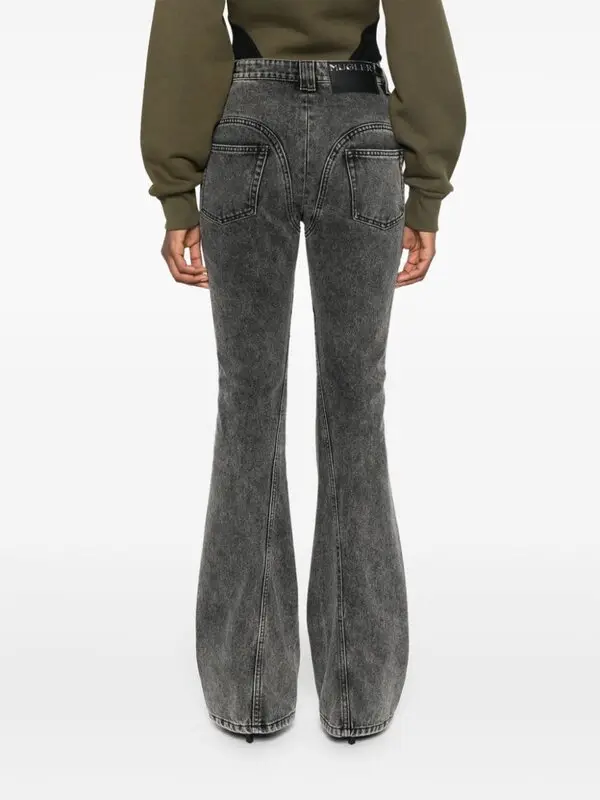 MUGLER Washed Flared Jeans - Black