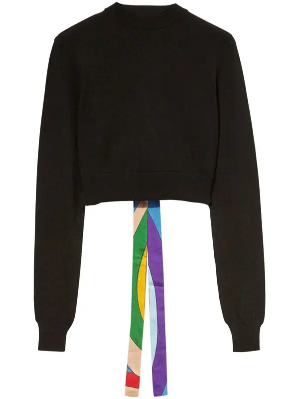 Emilio Pucci Abstract-print Trim Cropped Sweater