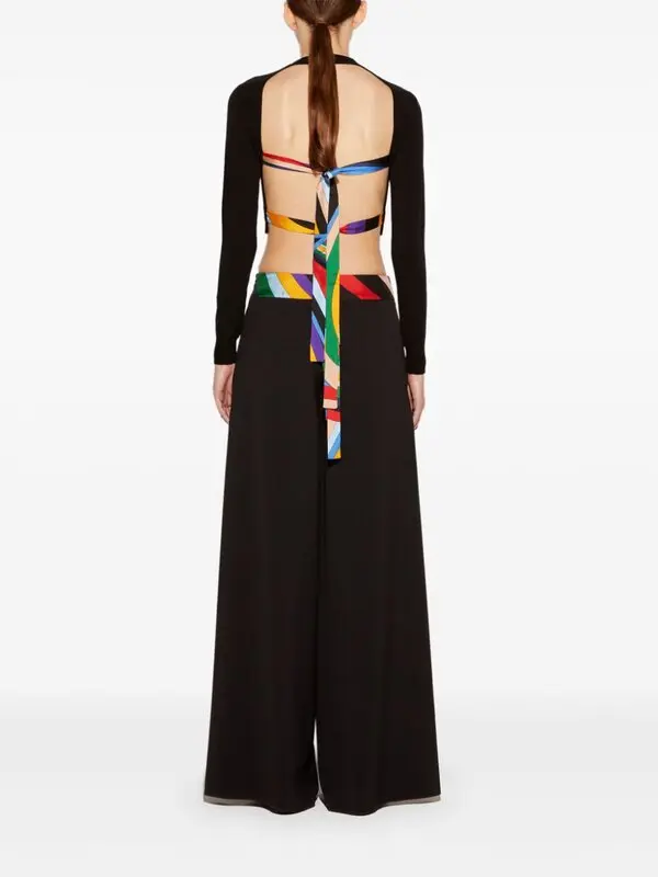 Emilio Pucci Abstract-print Trim Cropped Sweater