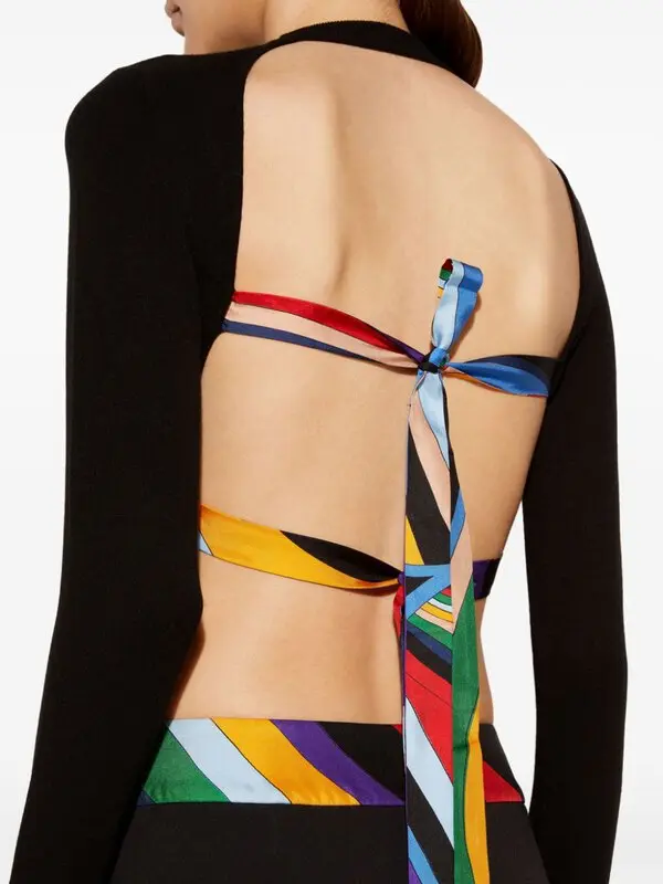 Emilio Pucci Abstract-print Trim Cropped Sweater