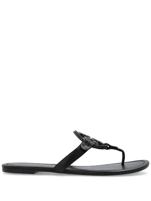 Tory Burch Leather Slides - Black