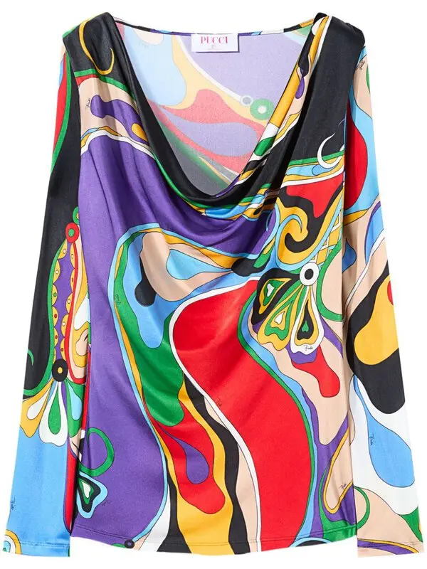 Emilio Pucci Cowl-neck Printed Blouse - Purple