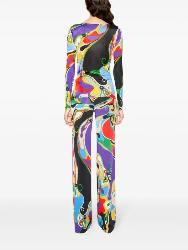 Emilio Pucci Cowl-neck Printed Blouse