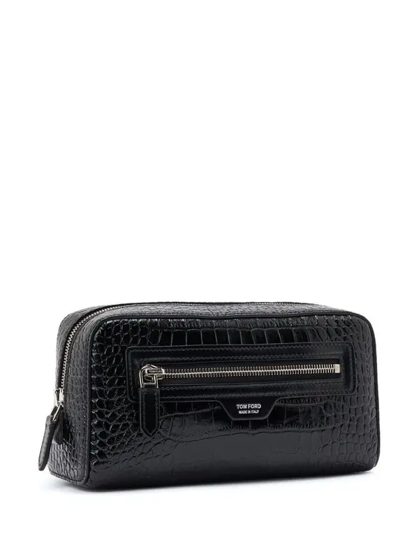 TOM FORD Crocodile-print Leather Wash Bag - Black