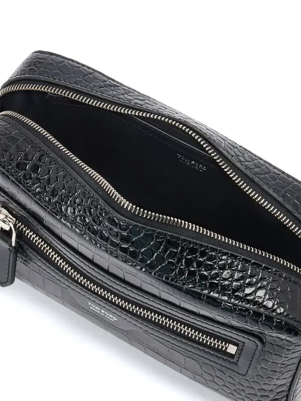 TOM FORD Crocodile-print Leather Wash Bag - Black