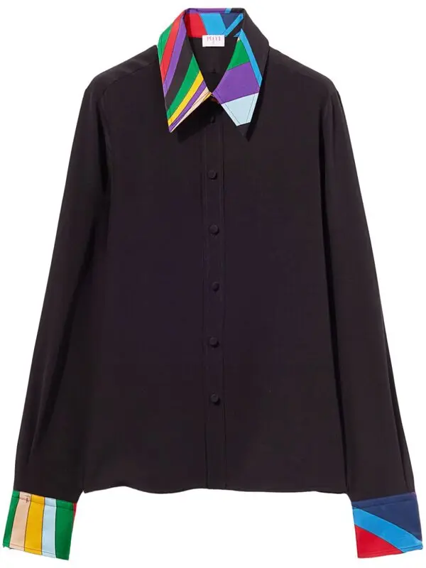 Emilio Pucci Abstract-print Trim Silk Shirt