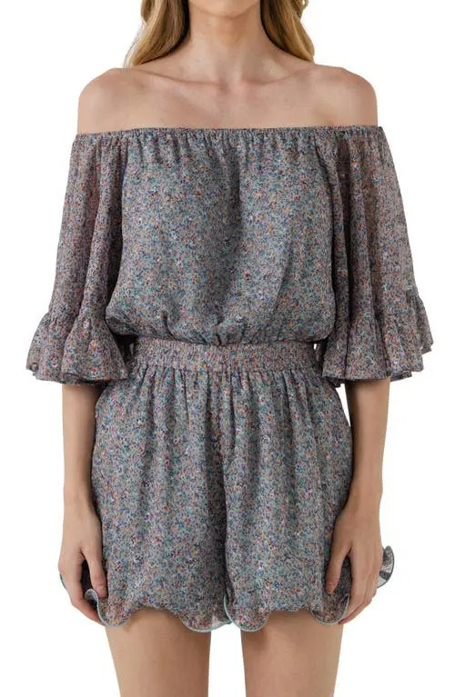 Endless Rose Floral Romper - Blue