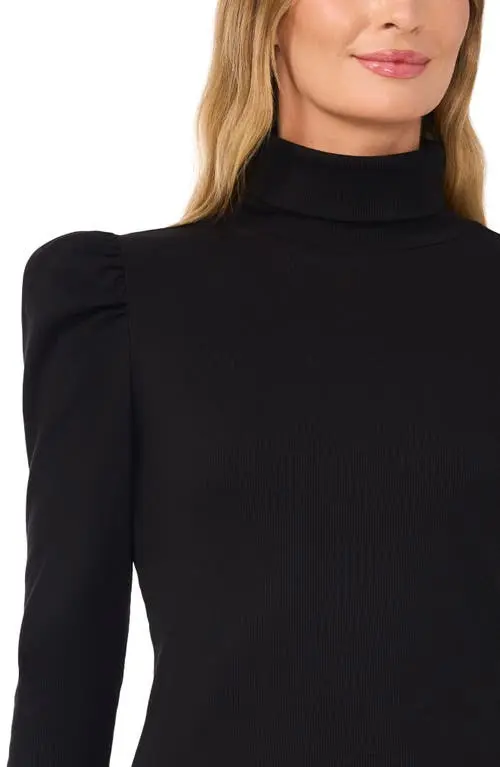 CECE DUPRAZ Gathered Sleeve Turtleneck Top - Rich Black