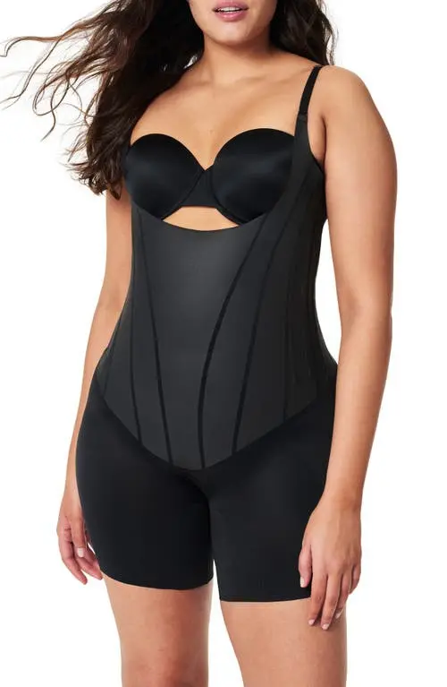 Spanx Spanxsculpt™ Totalcontour Open-bust Mid-thigh Bodysuit - Very Black