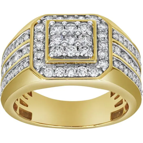 LUVMYJEWELRY Hexonic Deluxe Diamond Statement Ring - 14k Yellow Gold
