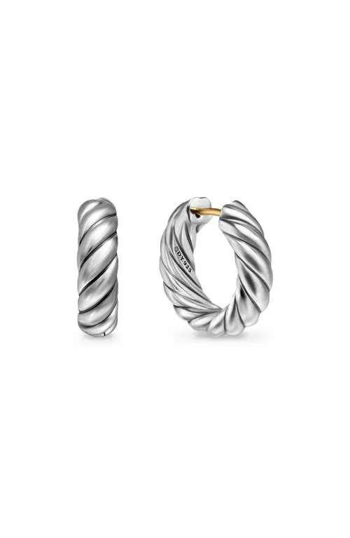 David Yurman Sculpted Cable Hoop Earrings - Sterling Silver
