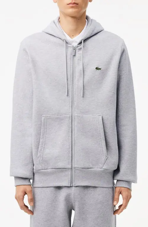 Lacoste Zip-up Fleece Hoodie - Silver Chine