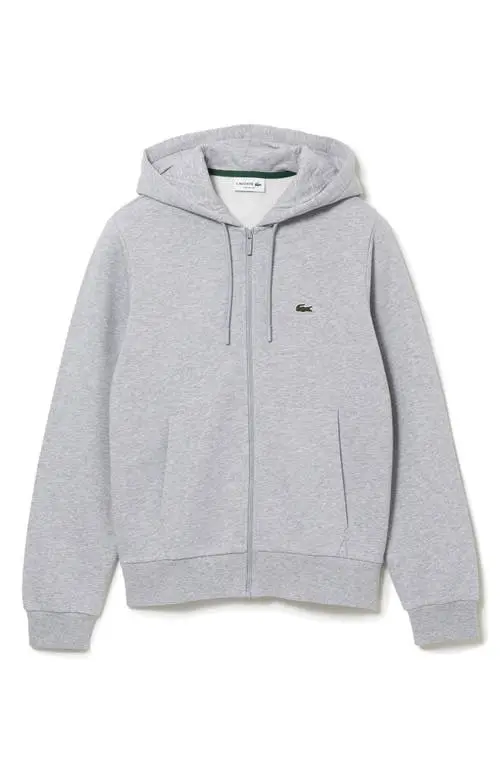 Lacoste Zip-up Fleece Hoodie - Silver Chine