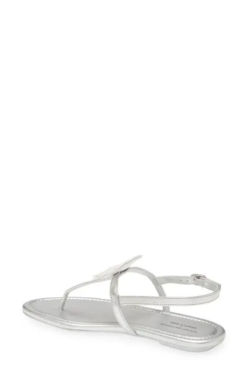 STUART WEITZMAN X Sandy Liang T-strap Slingback Sandal - Silver/white