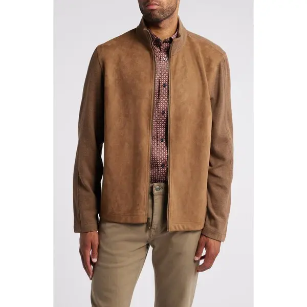 Johnston & Murphy Faux Suede Panel Knit Jacket