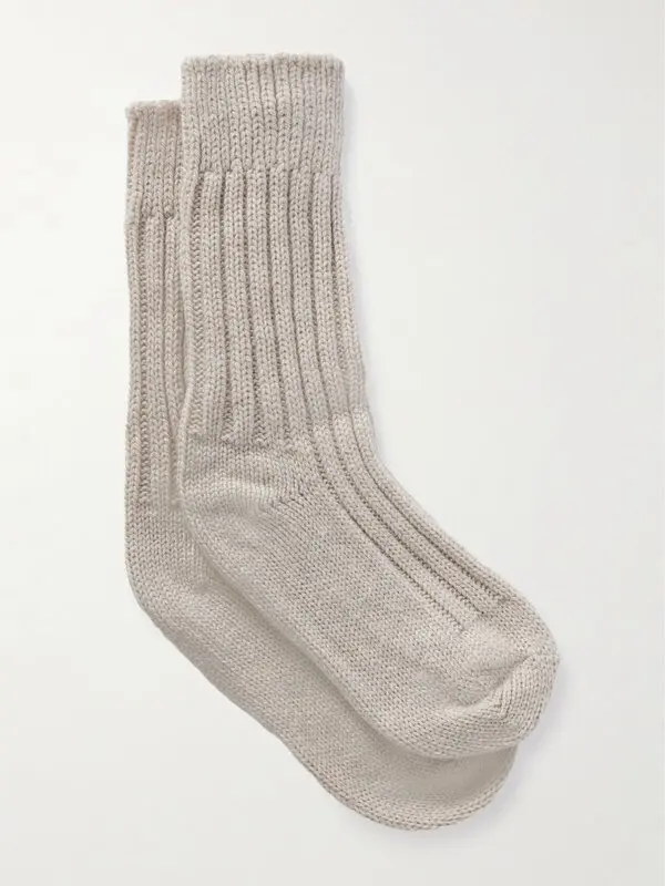THE ELDER STATESMAN Yosemite Cashmere Socks - Neutrals