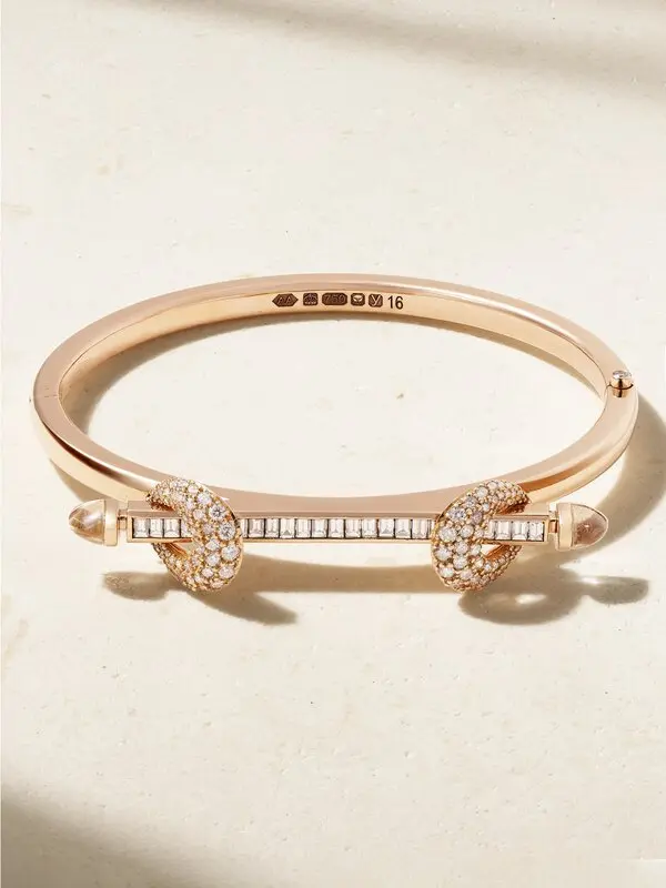 ANANYA Chakra Icon Rose Diamond And Quartz Bangle - Gold