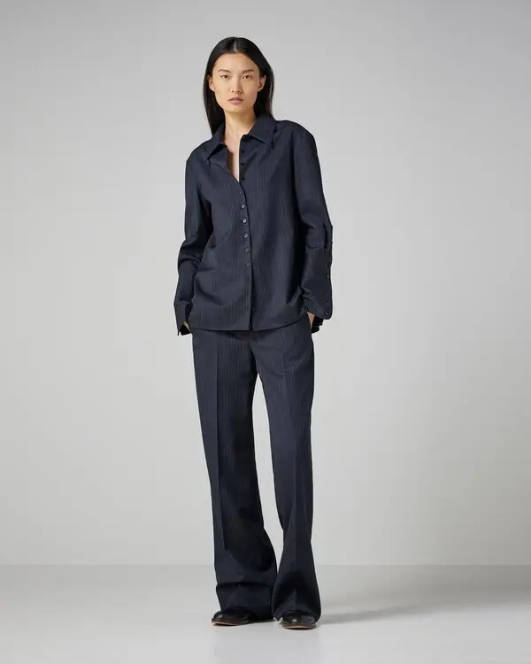 Veronica De Piante Livia Shirt In Wool Pinstripe