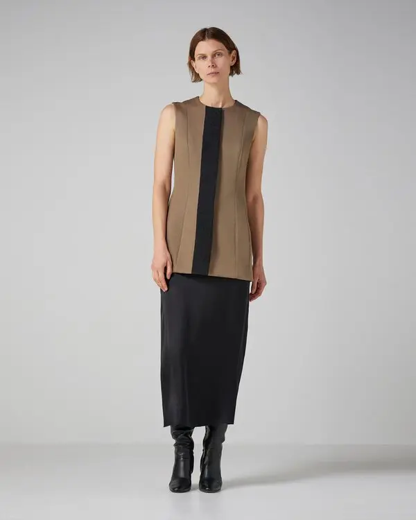 Veronica De Piante Gia Vest With Sep In Wool Twill - Mocha