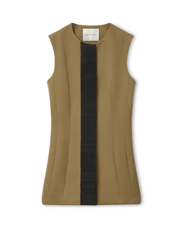 Veronica De Piante Gia Vest With Sep In Wool Twill - Mocha