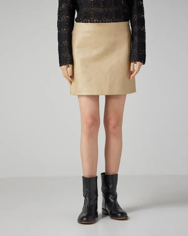 Veronica De Piante Cecily Skirt In Mix Oil Leather - Natural