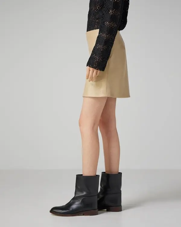 Veronica De Piante Cecily Skirt In Mix Oil Leather - Natural