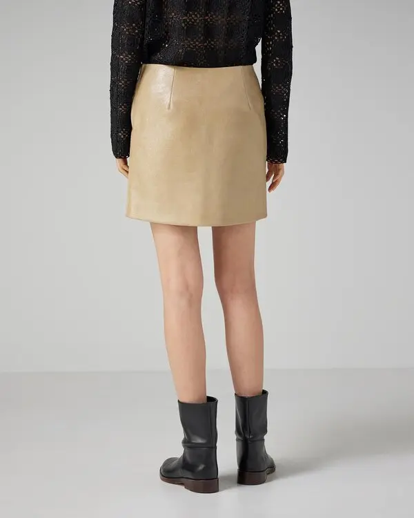 Veronica De Piante Cecily Skirt In Mix Oil Leather - Natural