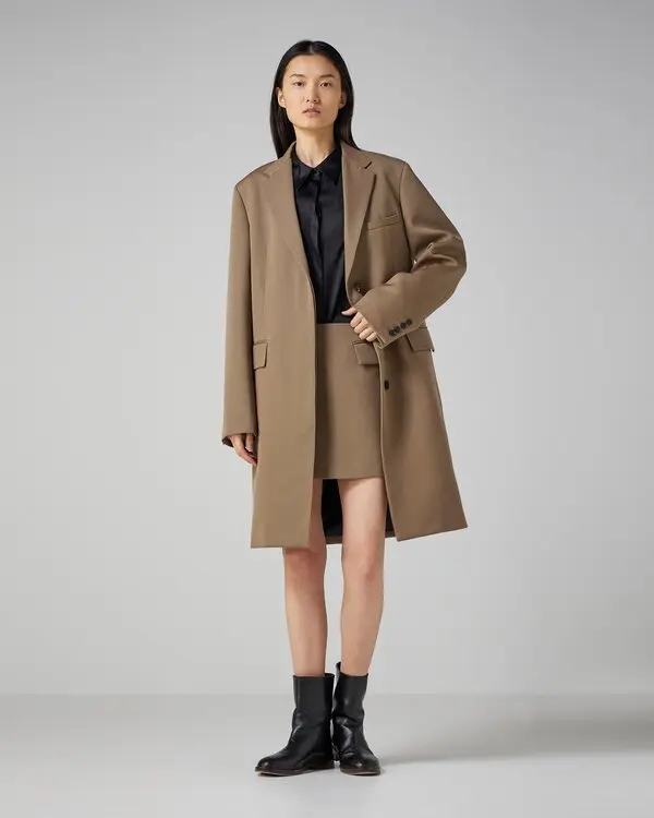 Veronica De Piante Arlo Coat In Wool Twill, Mocha - Beige