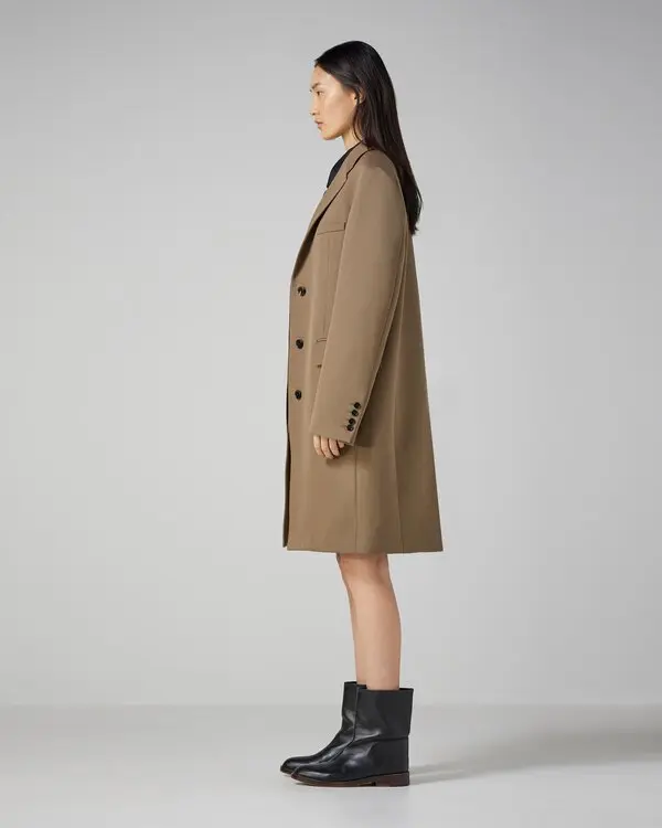 Veronica De Piante Arlo Coat In Wool Twill, Mocha - Beige