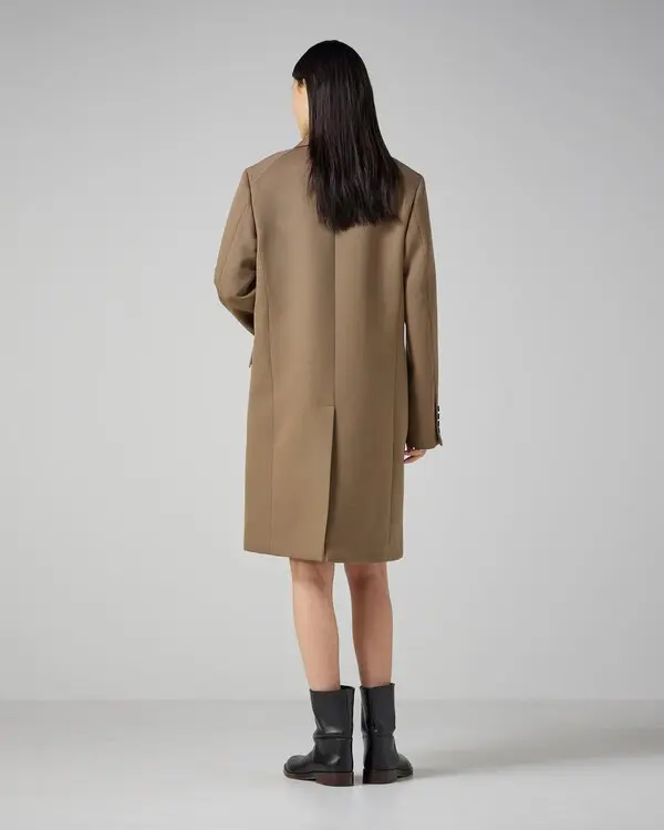 Veronica De Piante Arlo Coat In Wool Twill, Mocha - Beige