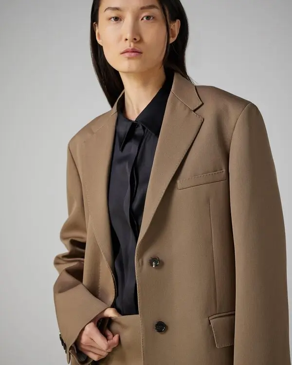 Veronica De Piante Arlo Coat In Wool Twill, Mocha - Beige