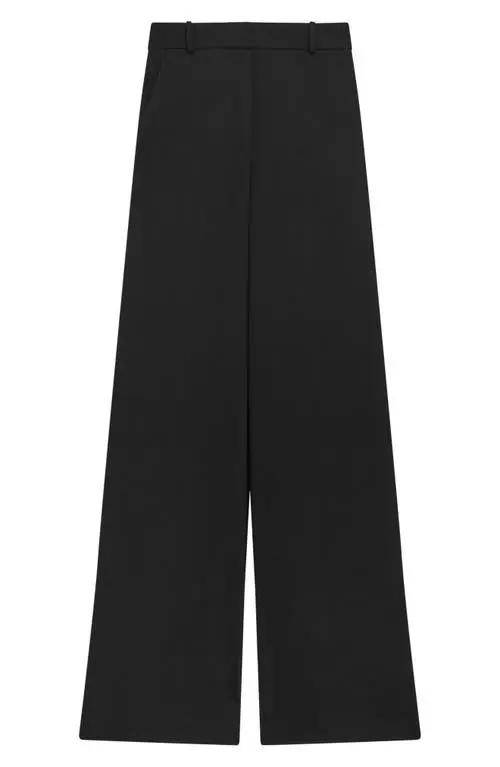Theory High-waisted Wide Leg Double Knit Pants - Blk