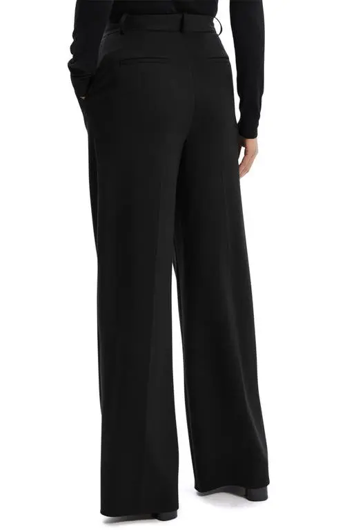 Theory High-waisted Wide Leg Double Knit Pants - Blk