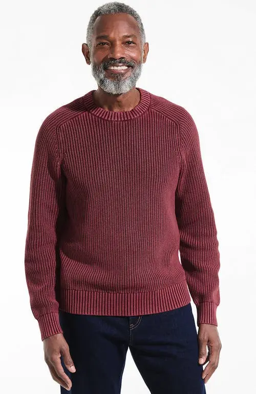 LANDS' END Drifter Cotton Crewneck Sweater - Burgundy Spritz