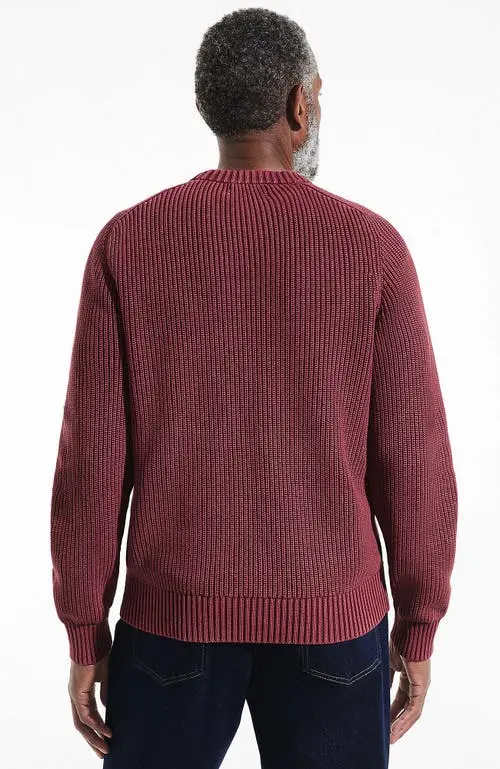 LANDS' END Drifter Cotton Crewneck Sweater - Burgundy Spritz