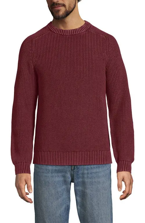 LANDS' END Drifter Cotton Crewneck Sweater - Burgundy Spritz