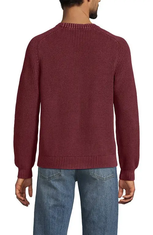 LANDS' END Drifter Cotton Crewneck Sweater - Burgundy Spritz