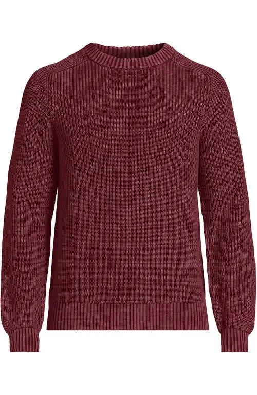 LANDS' END Drifter Cotton Crewneck Sweater - Burgundy Spritz