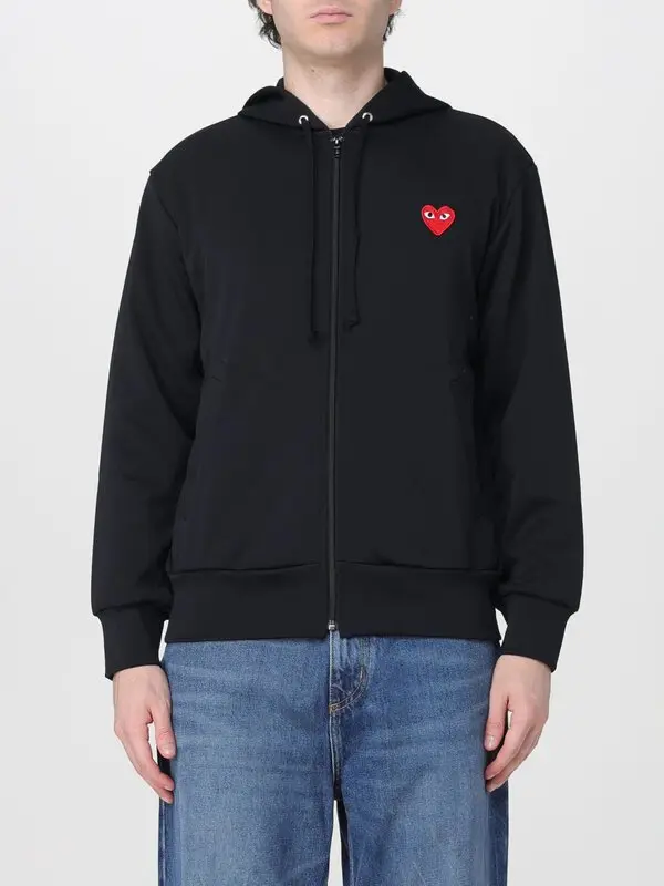 Comme Des Garçons Full-zip Cotton Hoodie With Contrast Logo