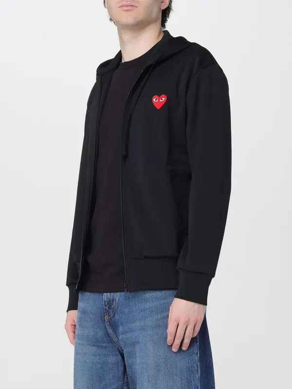 Comme Des Garçons Full-zip Cotton Hoodie With Contrast Logo