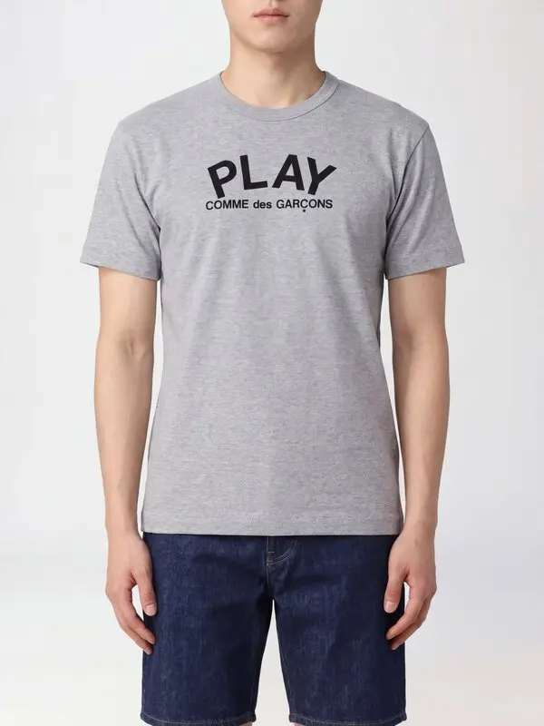 Play Comme Des Garcon Slim Fit Cotton T-shirt With Logo - Grey