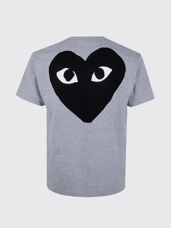 Play Comme Des Garcon Slim Fit Cotton T-shirt With Logo - Grey