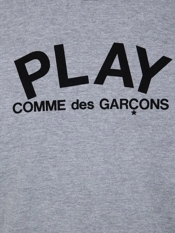 Play Comme Des Garcon Slim Fit Cotton T-shirt With Logo - Grey