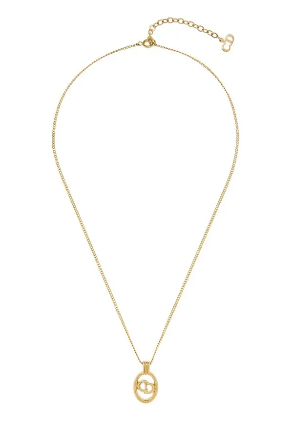 Dior Oval 'cd' Pendant Necklace - Gold