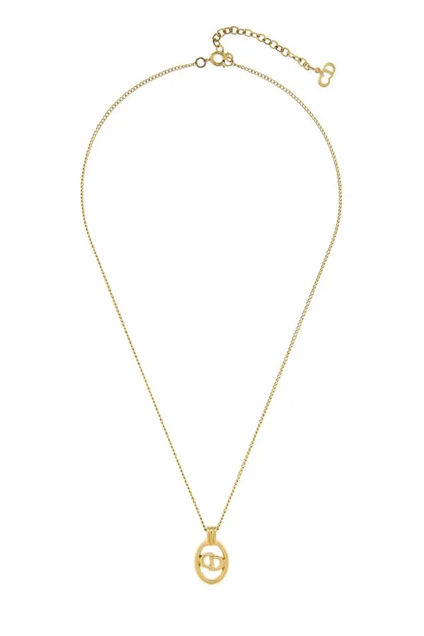 Dior Oval 'cd' Pendant Necklace - Gold